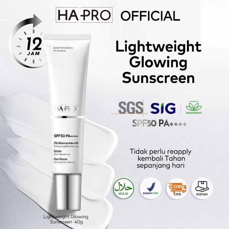 Jual [HAPRO] NEW! HA PRO Lightweight Glowing Sunscreen 12Jam SPF 50 PA ...