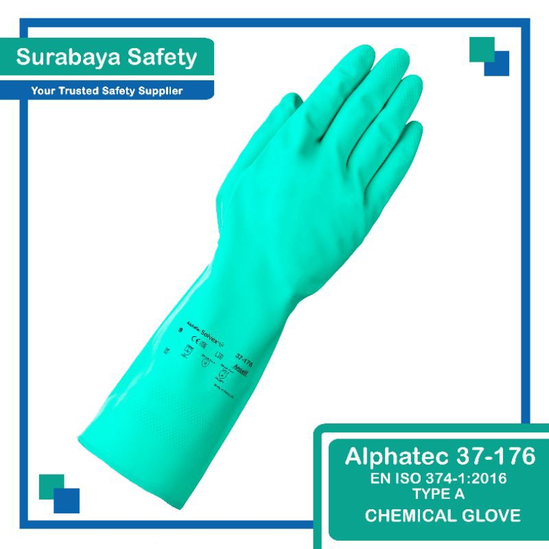 Jual Ansell Alphatec Solvex 37-176 Sarung Tangan Safety Perlindungan Zat Kimia | Shopee Indonesia
