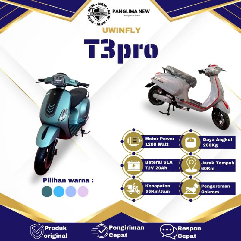 Jual Motor Listrik Uwinfly T3s Pro | T3 Pro 72V/20Ah 1200Watt, cakram Garansi Resmi Uwinfly ...