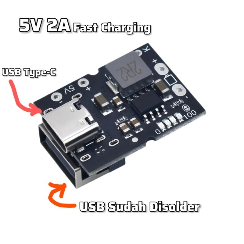 Jual Modul Power Bank 18650 USB Type C Output 5V 2A Fast Charger Boost ...