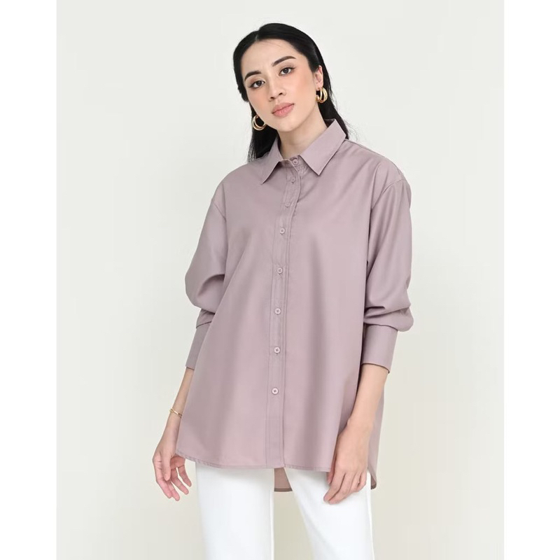 Jual Kemeja Oversize Wanita Lengan Panjang Size M-L-XL | Kemeja Basic Wanita | Kemeja Anti Kusut ...