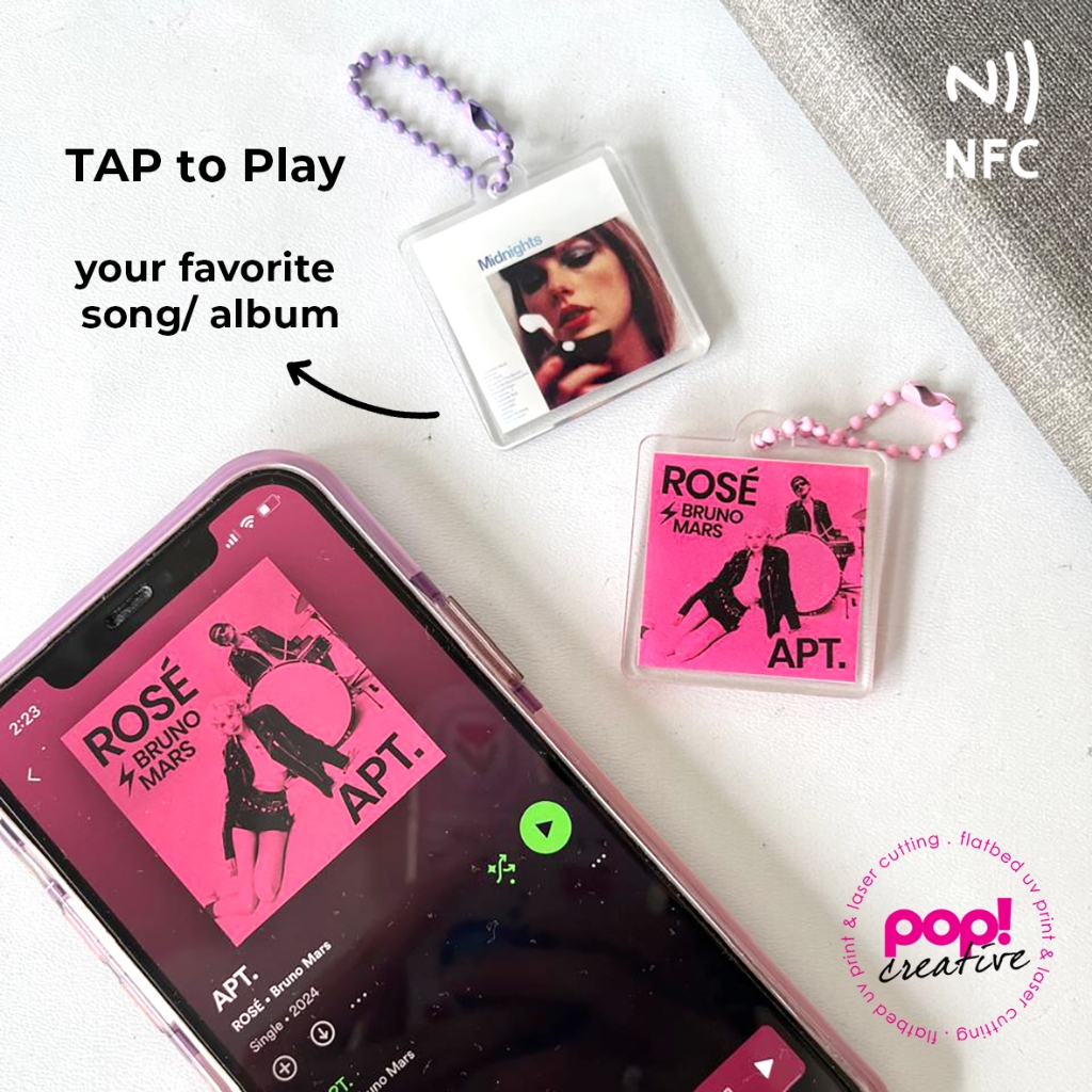 Jual Gantungan Kunci Spotify Apt NFC KEYCHAIN Custom Lagu Music Rose ...