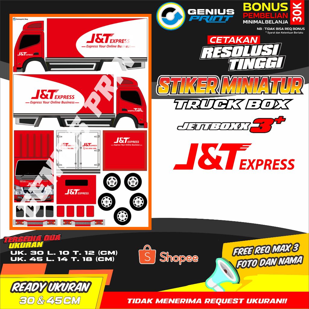 Jual Stiker A3 Minaitur Truk Box Canter Motif JNT Express | JNE | Ninja ...