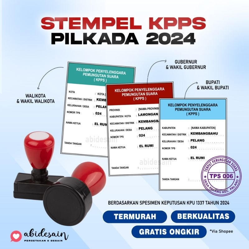 Jual STEMPEL KPPS SURAT SUARA PILKADA - PAKET FREE TINTA | Shopee Indonesia