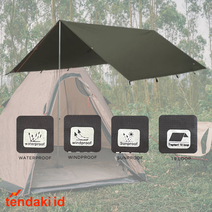 Jual Flysheet Tenda Waterproof 3x4 Atap Tenda Outdoor Tiang Flysheet ...