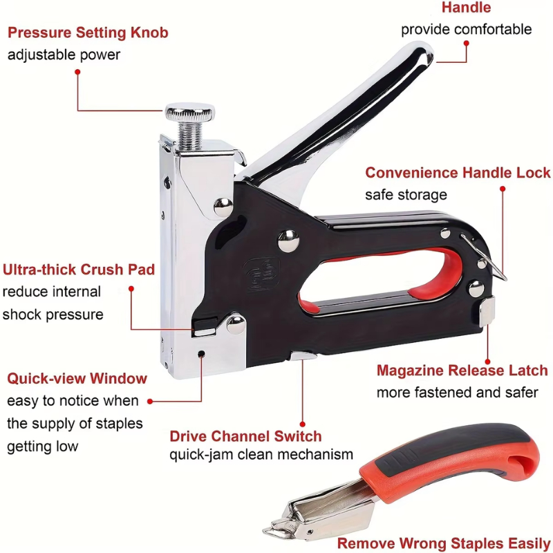 Jual Staple Gun, Remover, Gloves, Adjustment Stapler Gun for Wood ...