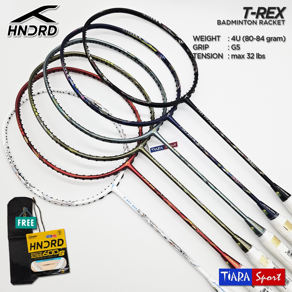Jual Raket HUNDRED T-Rex - 4U Badminton Racket HNDRD - White / Black ...