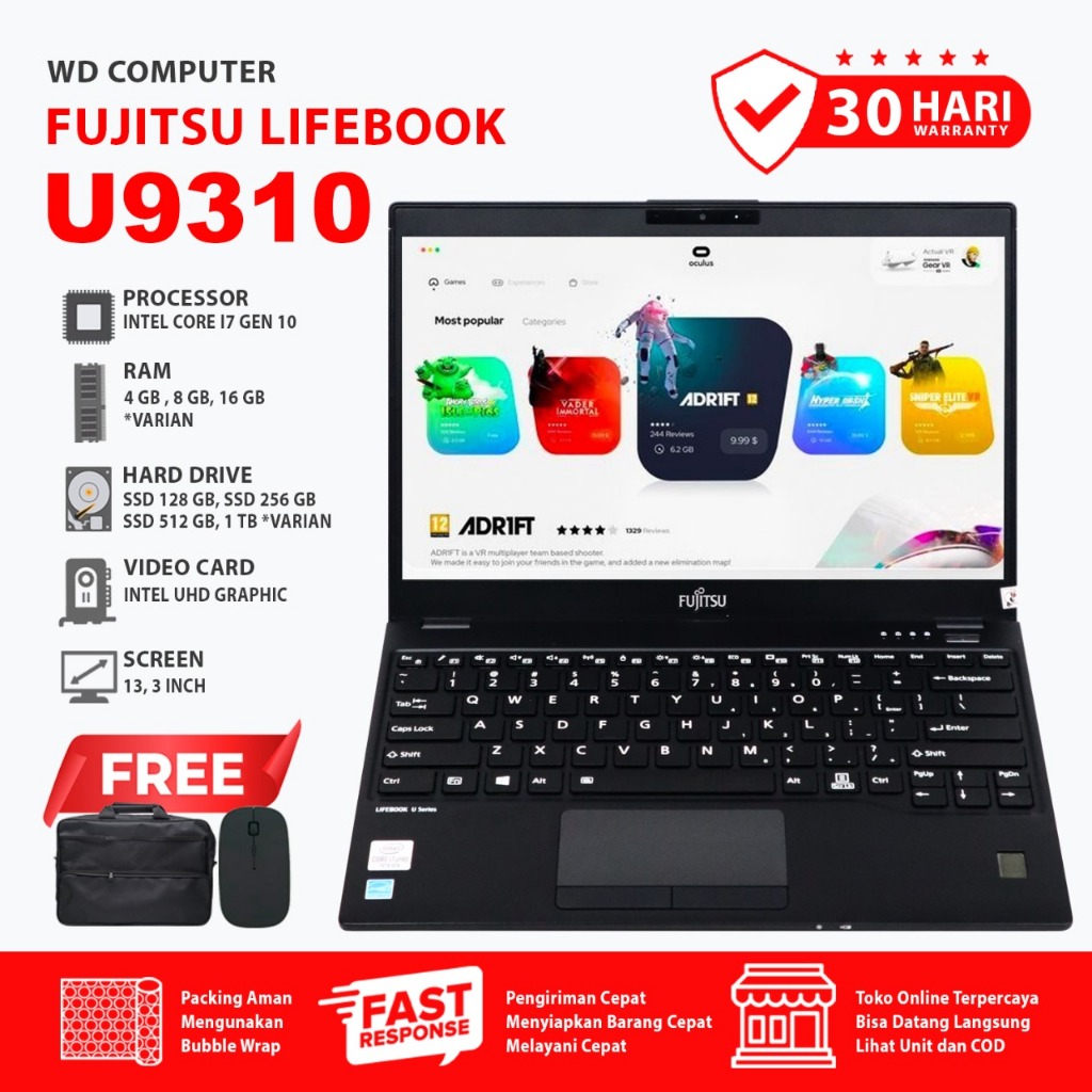 Jual Laptop Fujitsu Ultrabook U9310 Core I7 gen 10 RAM 16GB Tipis ...