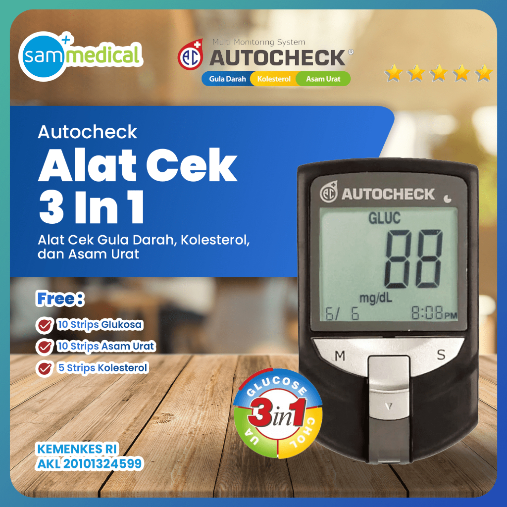 Jual Autocheck Alat Cek Gula Darah Kolesterol Asam Urat 3 in 1 / Alat ...