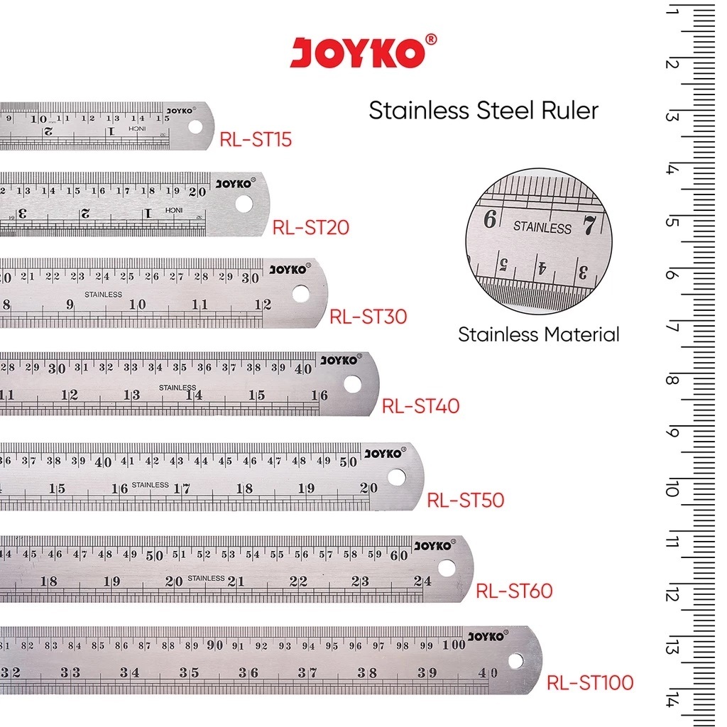 Jual Joyko Stainless Steel Ruler Penggaris Besi 30cm | Shopee Indonesia