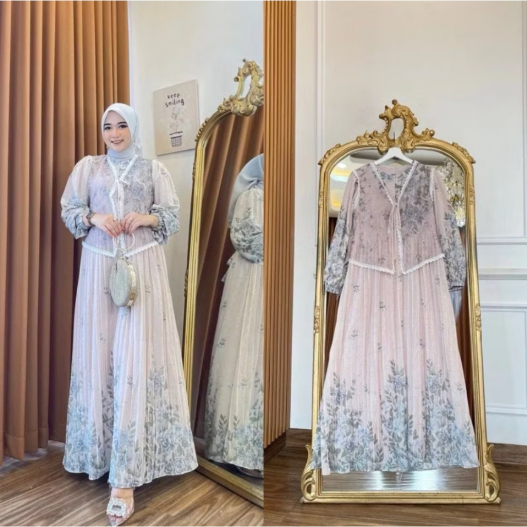 Jual Gamis Ceruti Alena #1 Mix Brukat Renda Motif Bunga Terbaru Model ...