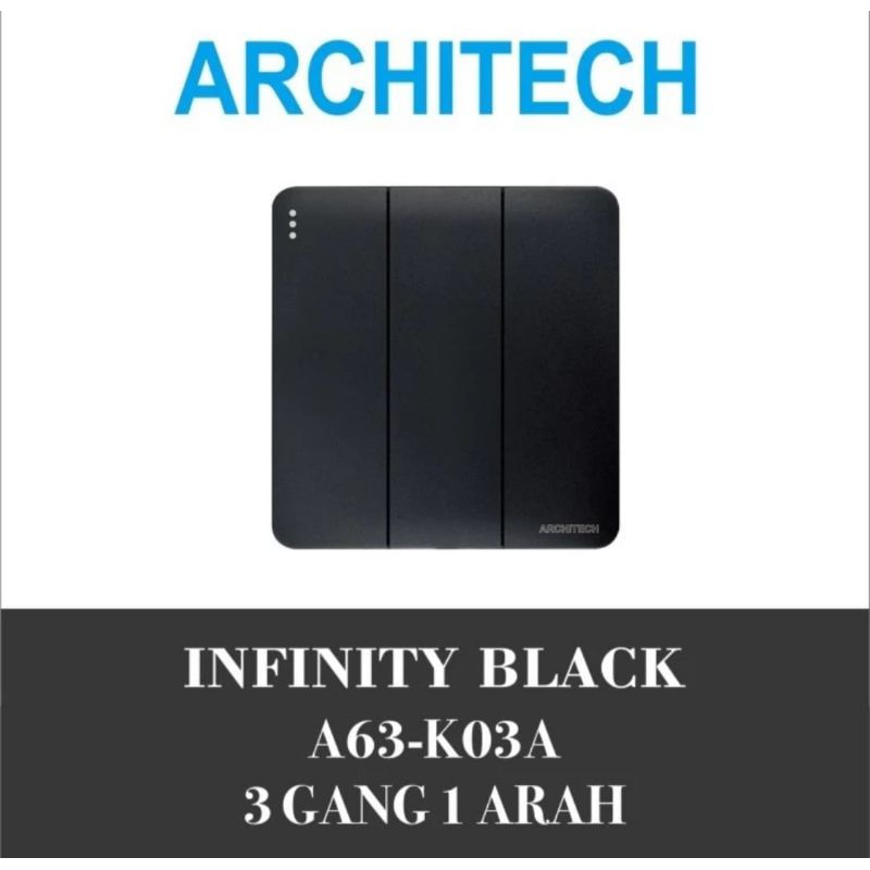 Jual Saklar Triple 3 Gang 1 Arah Architech Infinity Black Hitam A63-K03A | Shopee Indonesia