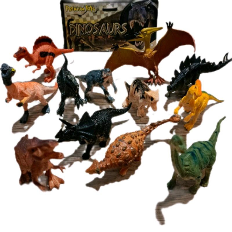 Jual mainan dinosaurus karet isi 12 dan 8 pcs dino mainan 1 set ...