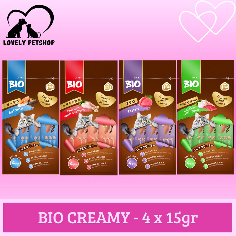 Jual BIO CREAMY [Wet Snack] 4x15gr - Cemilan Kucing Basah | Shopee ...