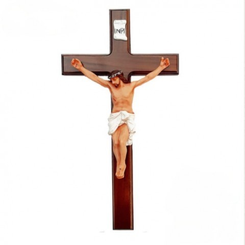 Jual Salib Gantung Premium Kayu Jati Tabal Yesus Kain Putih 40 cm Salib ...