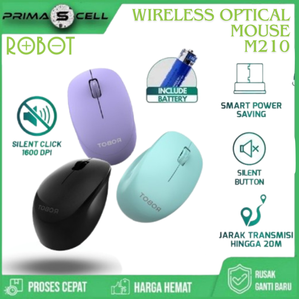 Jual Mouse ROBOT M210 2.4G Wireless Optical Mouse | Shopee Indonesia
