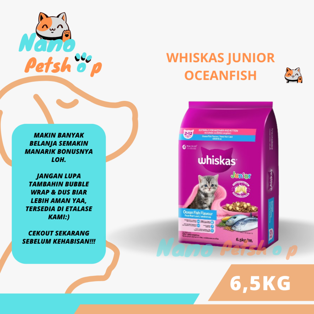 Jual Whiskas Junior Ocean Fish Cat Food 6.5 KG - Makanan Kucing ...