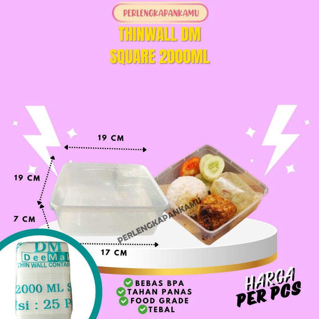 Jual Thinwall 2500ml SQ / Kotak Makan Plastik / Food Container / Box ...
