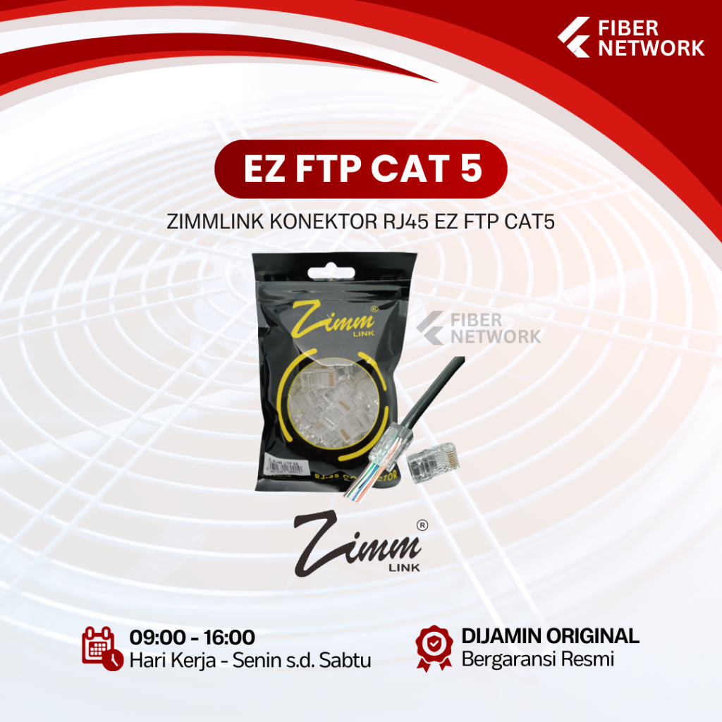 Jual ZIMMLINK CONNECTOR RJ45 EZ FTP CAT 5E ANTI GAGAL KONEKTOR ZIMM ...
