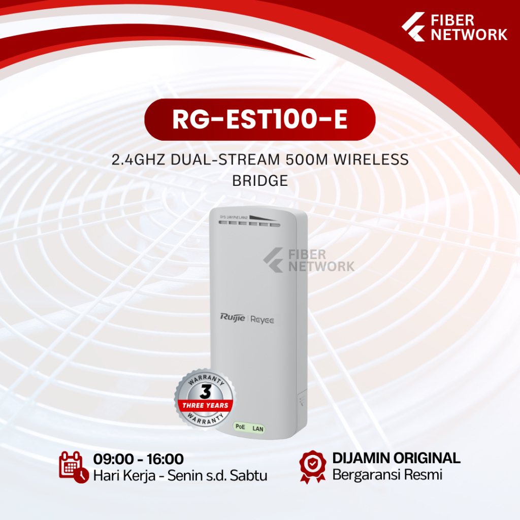 Jual RG-EST100-E RUIJIE REYEE 2.4GHz Dual-stream 500m Wireless Bridge ...