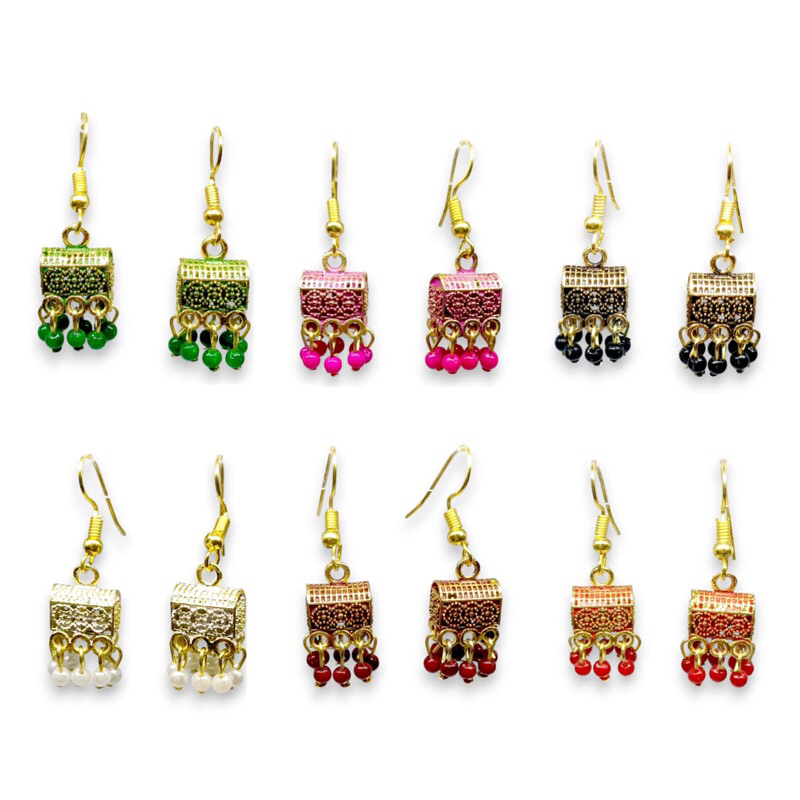 Jual Anting Khas India, Multicolour Jhumka Model Kotak, Tipe Kait ...