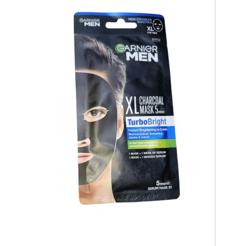 Jual Garnier Men Turbo Bright XL Charcoal Mask | Shopee Indonesia