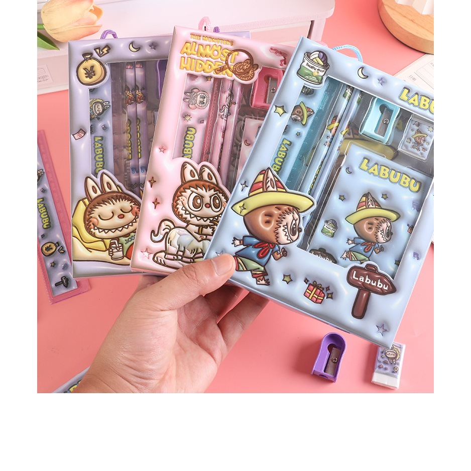 Jual set alat tulis paket stationery anak study 6in1 / 8in1 PENGGARIS ...