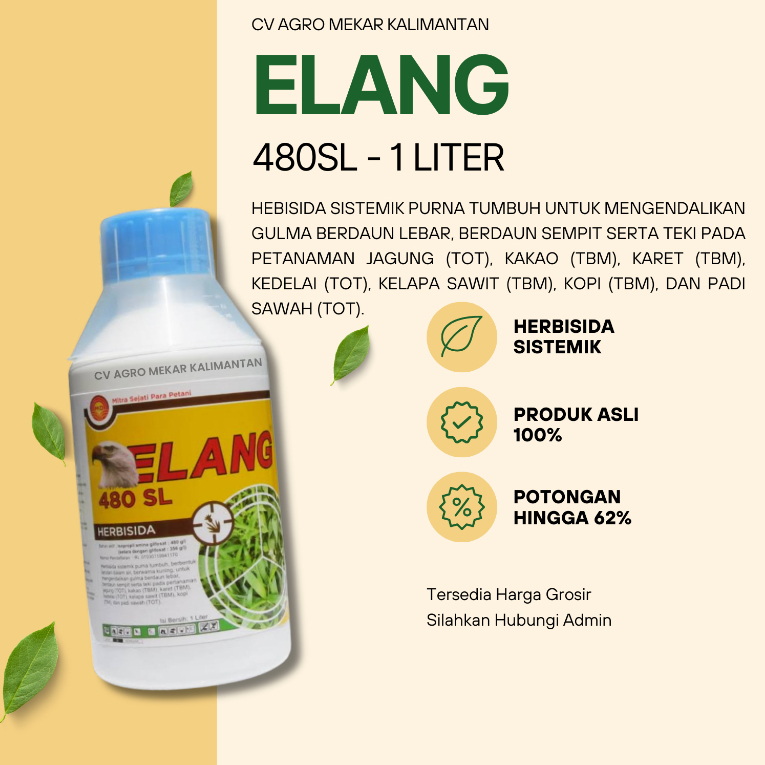 Jual Elang 480SL Herbisida Sistemik Purna Tumbuh 1 Liter | Shopee Indonesia