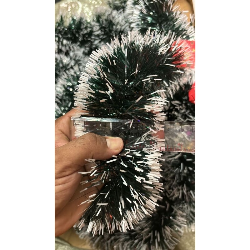 Jual SLINGER HIJAU SALJU / HIJAU DAUN TEBAL 9CM PADAT TINSEL 2 METER ...