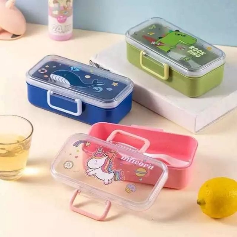 Jual LUNCH BOX ANAK KARAKTER KOTAK MAKAN KAPASITAS 700ML FREE SENDOK ...
