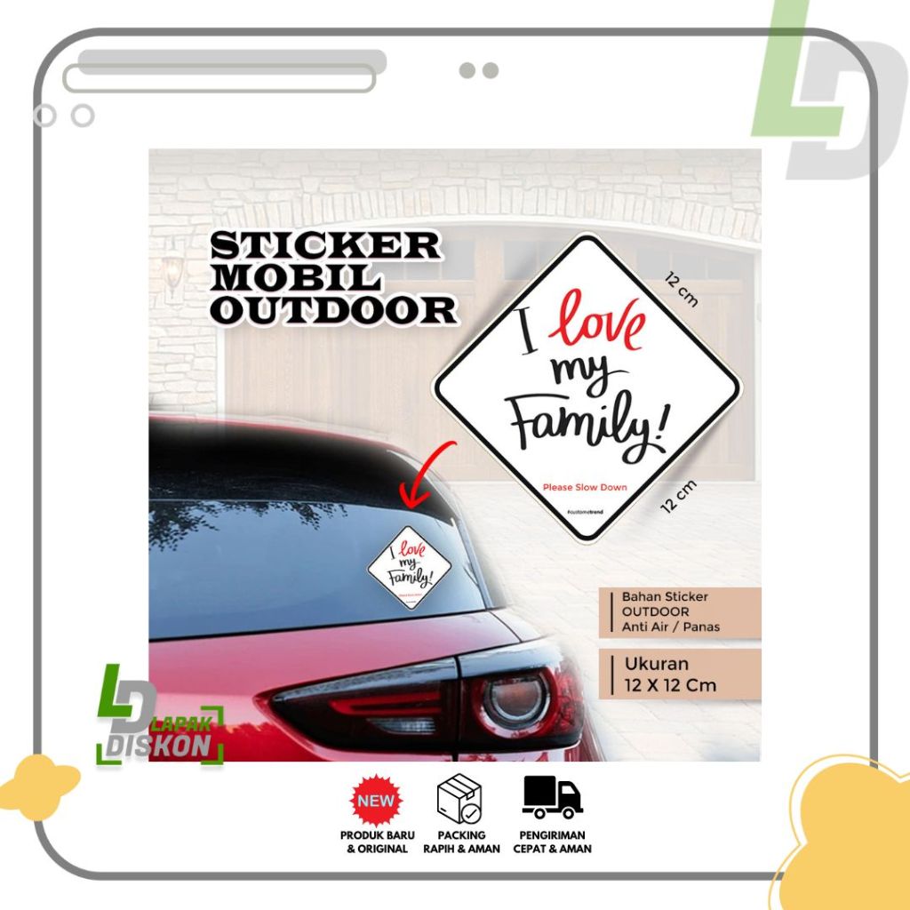 Jual Stiker I Love My family Sticker Vinyl 12x12 cm Ketupat, Anti Air ...
