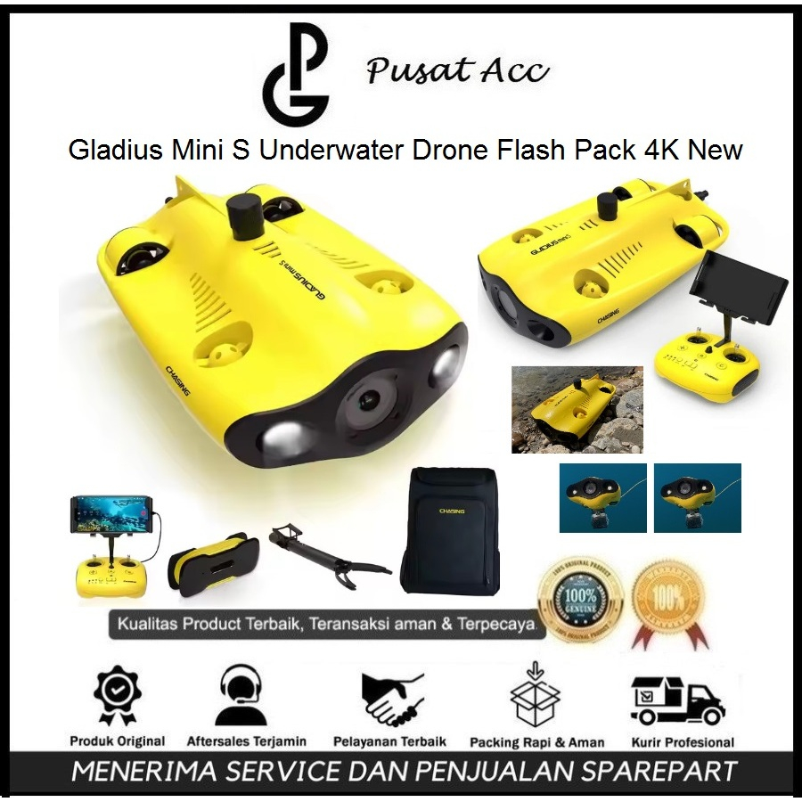 Jual Gladius Mini S Underwater Drone Flash Pack 4K UHD Camera 100m ...