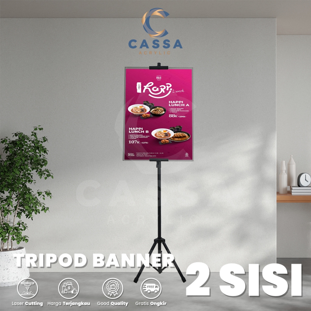 Jual Tripod Banner 2 Sisi Stand Banner Display Standing Banner Tiang ...