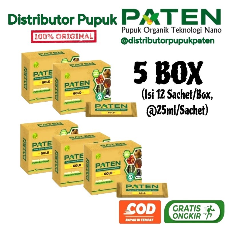 Jual PROMO!!! PUPUK PATEN GOLD 5 BOX (Isi 12 Sachet/Box, @25ml Sachet ...