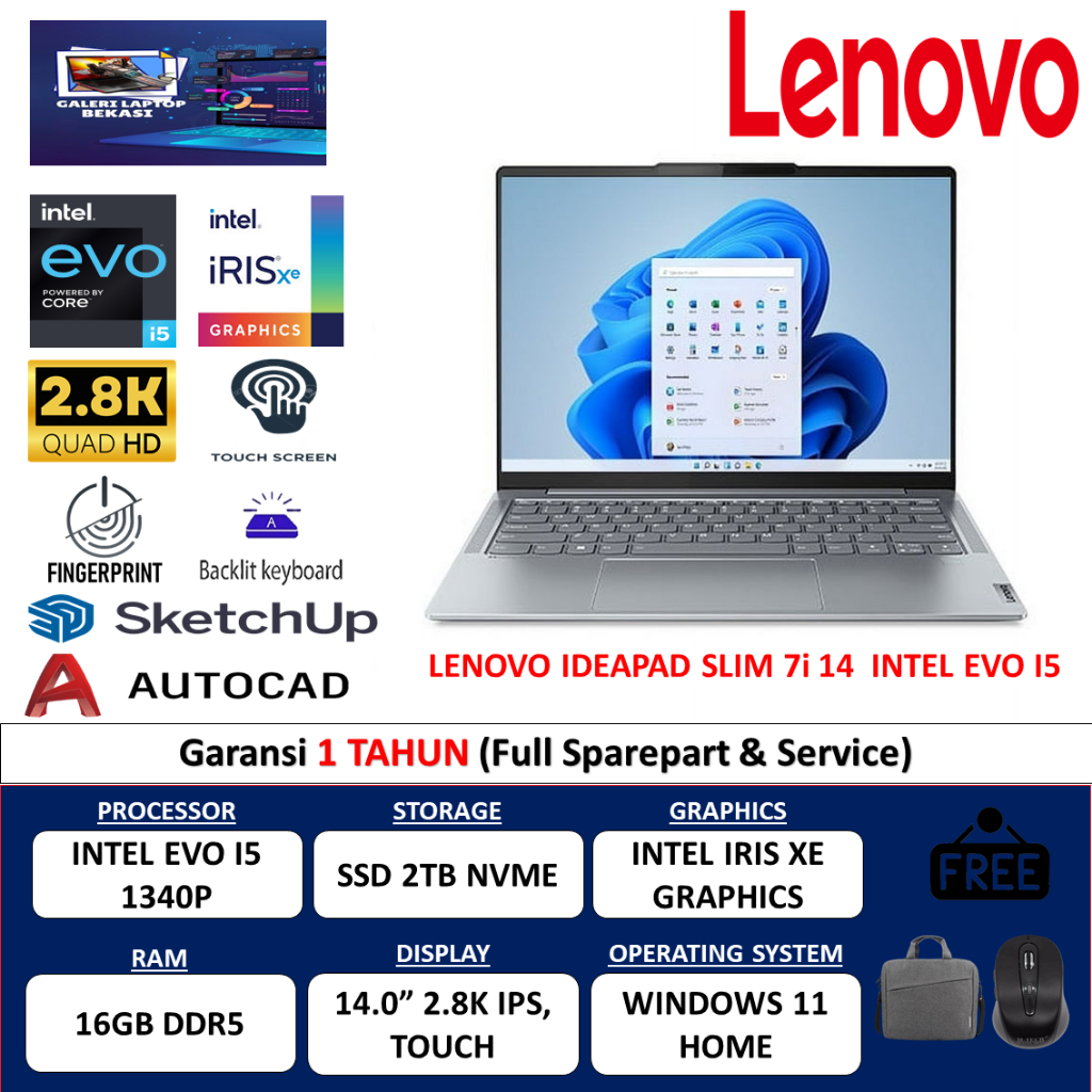 Jual Laptop Lenovo Ideapad Slim 7i 14 Intel Evo I5 1340P 16GB DDR5 2TB ...