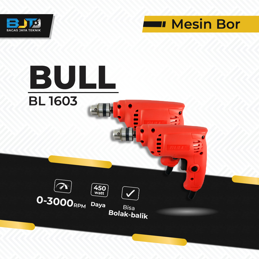 Jual Mesin Bor BULL BL 1603 10mm Electric Hand Drill 450Watt | Shopee Indonesia