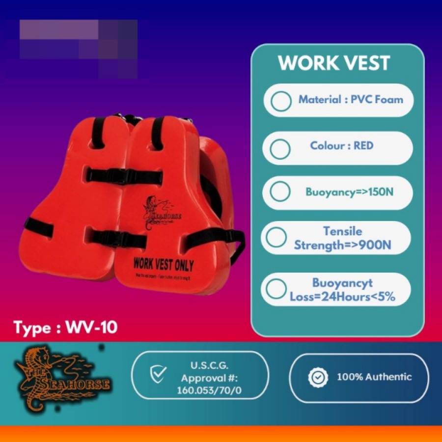 Jual Life Jacket Work vest SEA HORSE / Life vest SeaHorse Original ...
