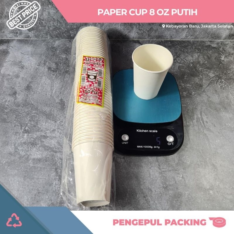 Jual Paper Cup Tahan Panas / Gelas Kertas Minuman / Paper Cup Polos Grosir - 8 OZ WARNA PUTIH ...