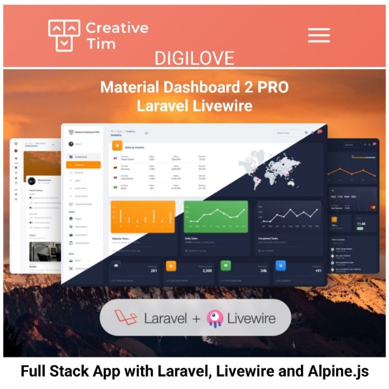 Jual Material Dashboard 2 Pro Laravel Livewire Shopee Indonesia