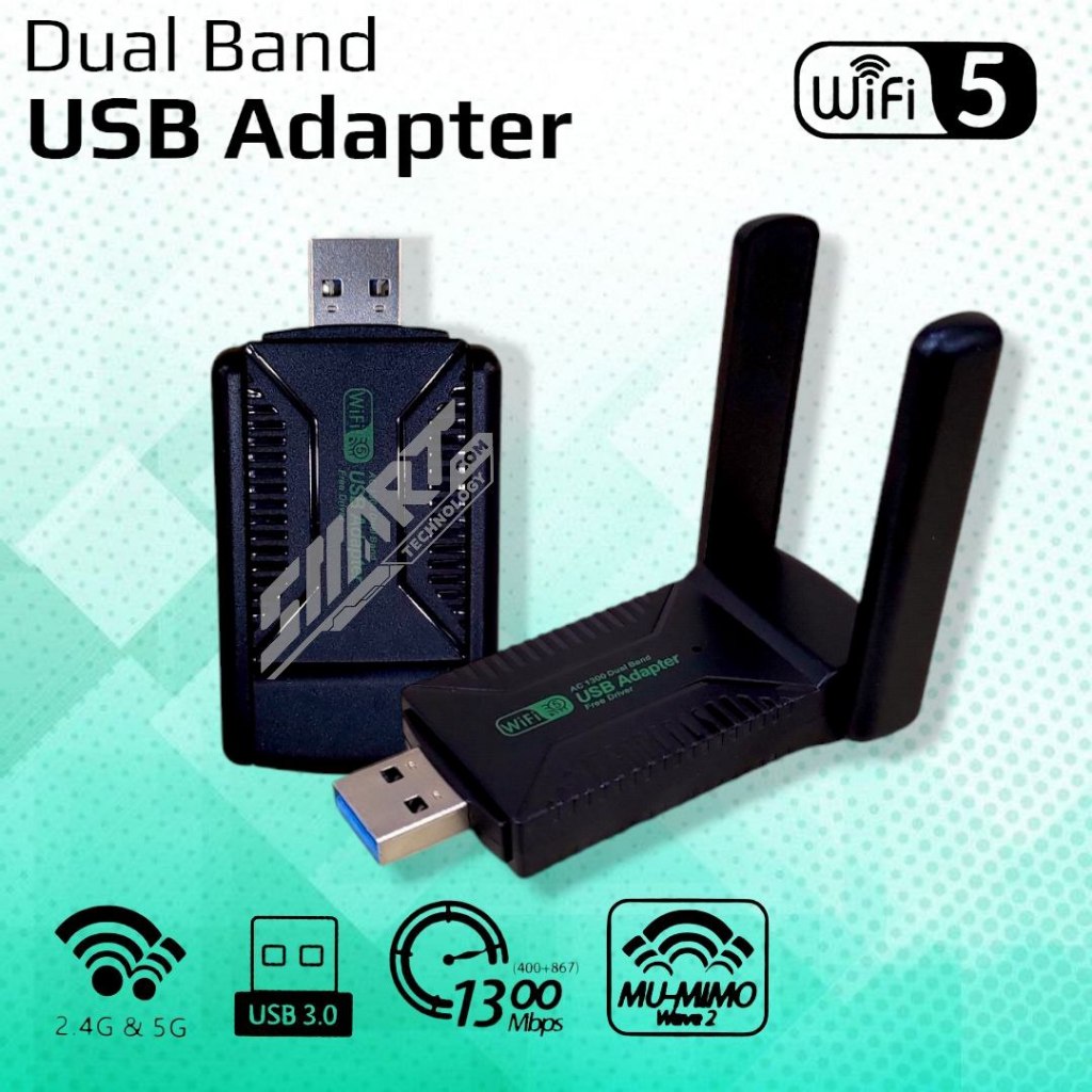 Jual Dual Band WiFi USB Dongle Adapter 802.11ac 2 Antena 2.4G/5G RTL ...
