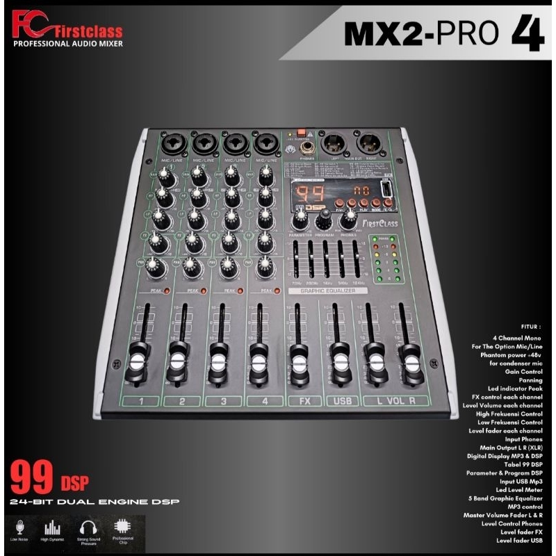 Jual MIXER AUDIO FIRSTCLASS MX2 PRO4 / MX2PRO4 FIRST CLASS MX 2 PRO 4 4CH | Shopee Indonesia