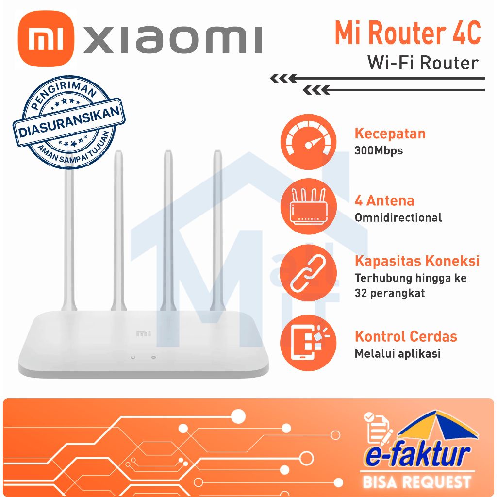 Jual MALLIT Xiaomi Mi Router 4C AC1200 CPU Dual-Core Gigabit IPv6 1.167 ...