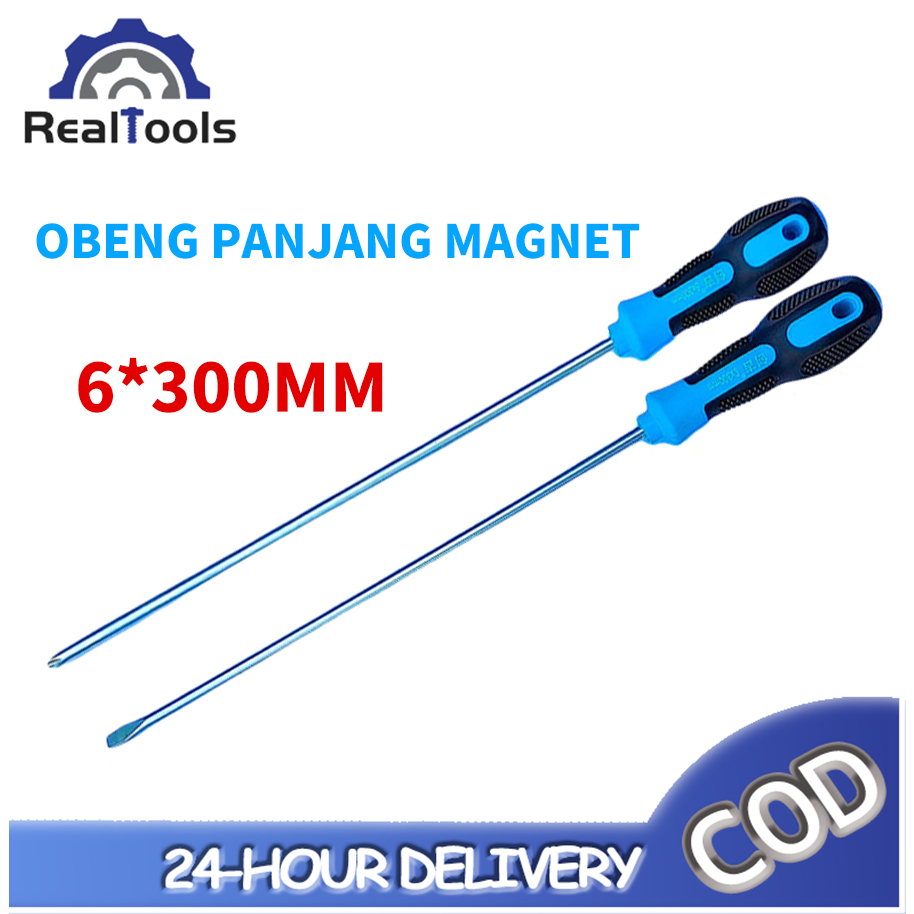 Jual RealTools Obeng Panjang Magnet 12 INCH 6*300mm Screwdriver Minus & Plus | Shopee Indonesia