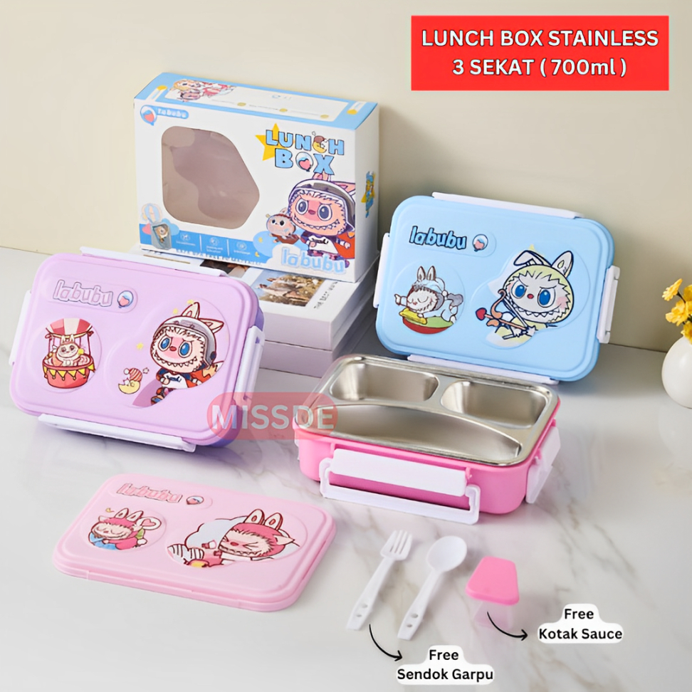 Jual LUNCH BOX ANAK STAINLESS STEEL SEKAT 3 LABUBU / KOTAK MAKAN ...