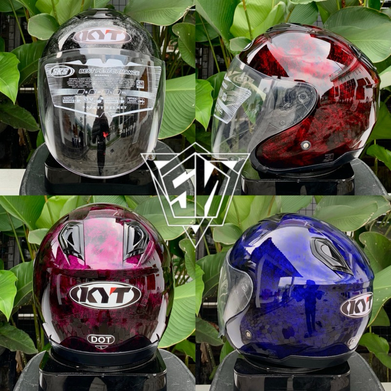 Jual HELM KYOTO CUSTOM | helm hallface paket ganteng SNI | Shopee Indonesia