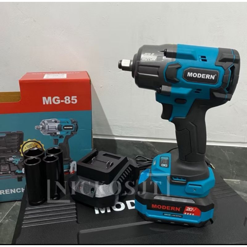 Jual MODERN Impact wrench 850Nm - mesin buka baut Modern MG85 20V 4aH 1 baterai Cordless ...