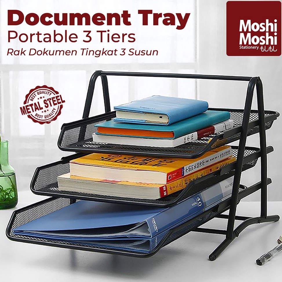 Jual KODE Y36H Document Tray Desk Storage Foldable 3 Tiers Rak Kertas ...