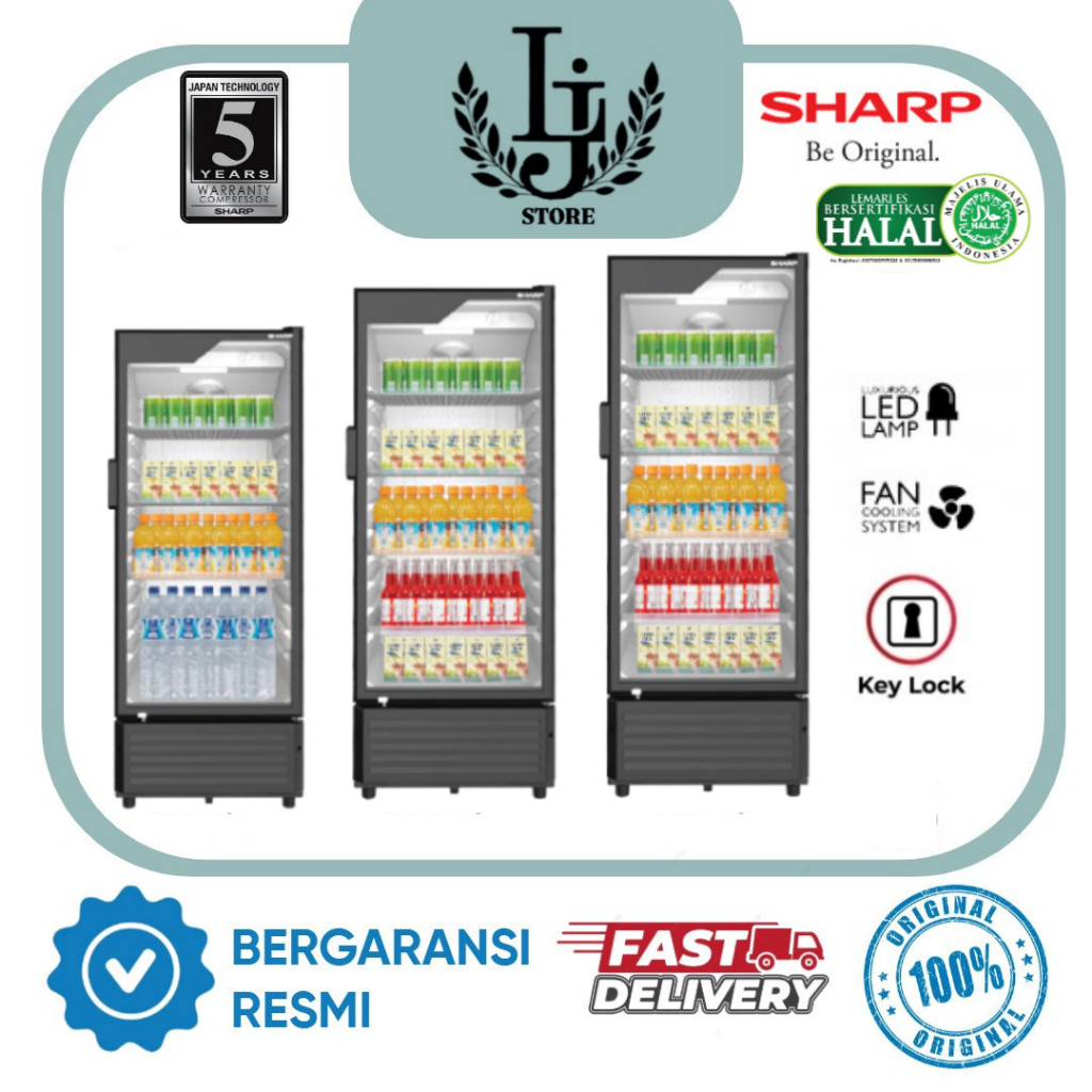 Jual Showcase Cooler Sharp SCH170FS / SCH210FS / SCH250FS Kulkas Lemari Display Cooler Sharp ...