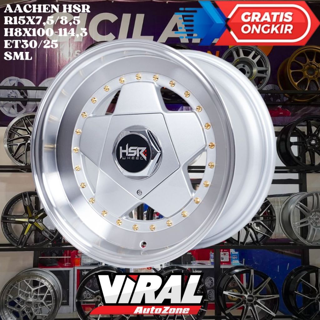 Jual Velg Mobil Celong Ring 15 HSR AACHEN R15 LEBAR 7,5/8,5 LOBANG 4 ET30/25 SML | Shopee Indonesia