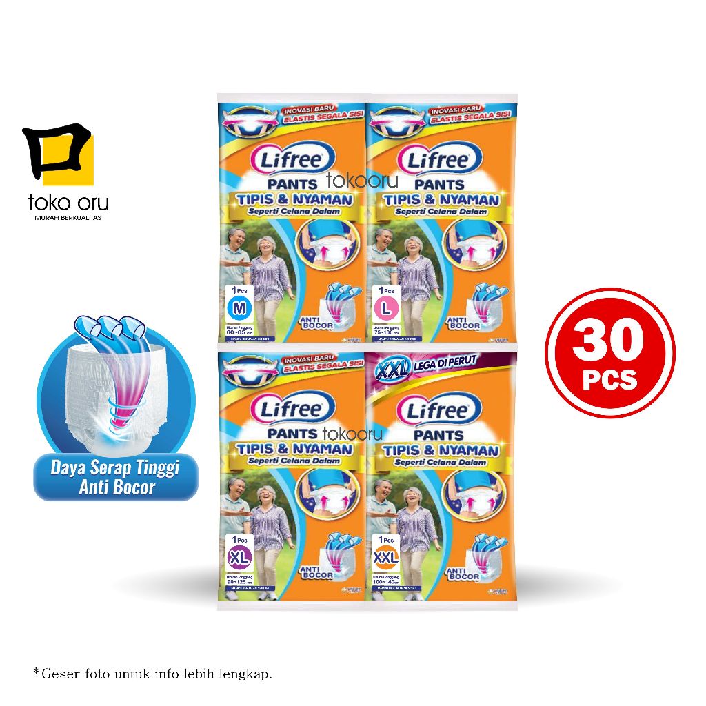 Jual Lifree M L XL XXL isi 30 pcs Popok Celana Dewasa | Shopee Indonesia